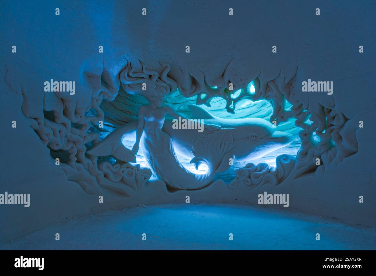 Snow sculpture in lainio snow village in yllasjarvi hi-res stock ...
