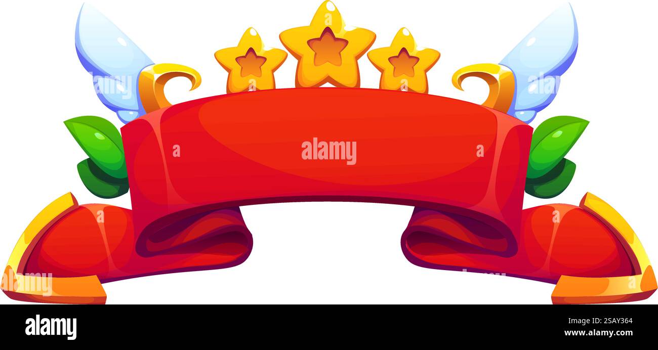 Game level completed badge of victory award for GUI asset, cartoon vector interface element ...