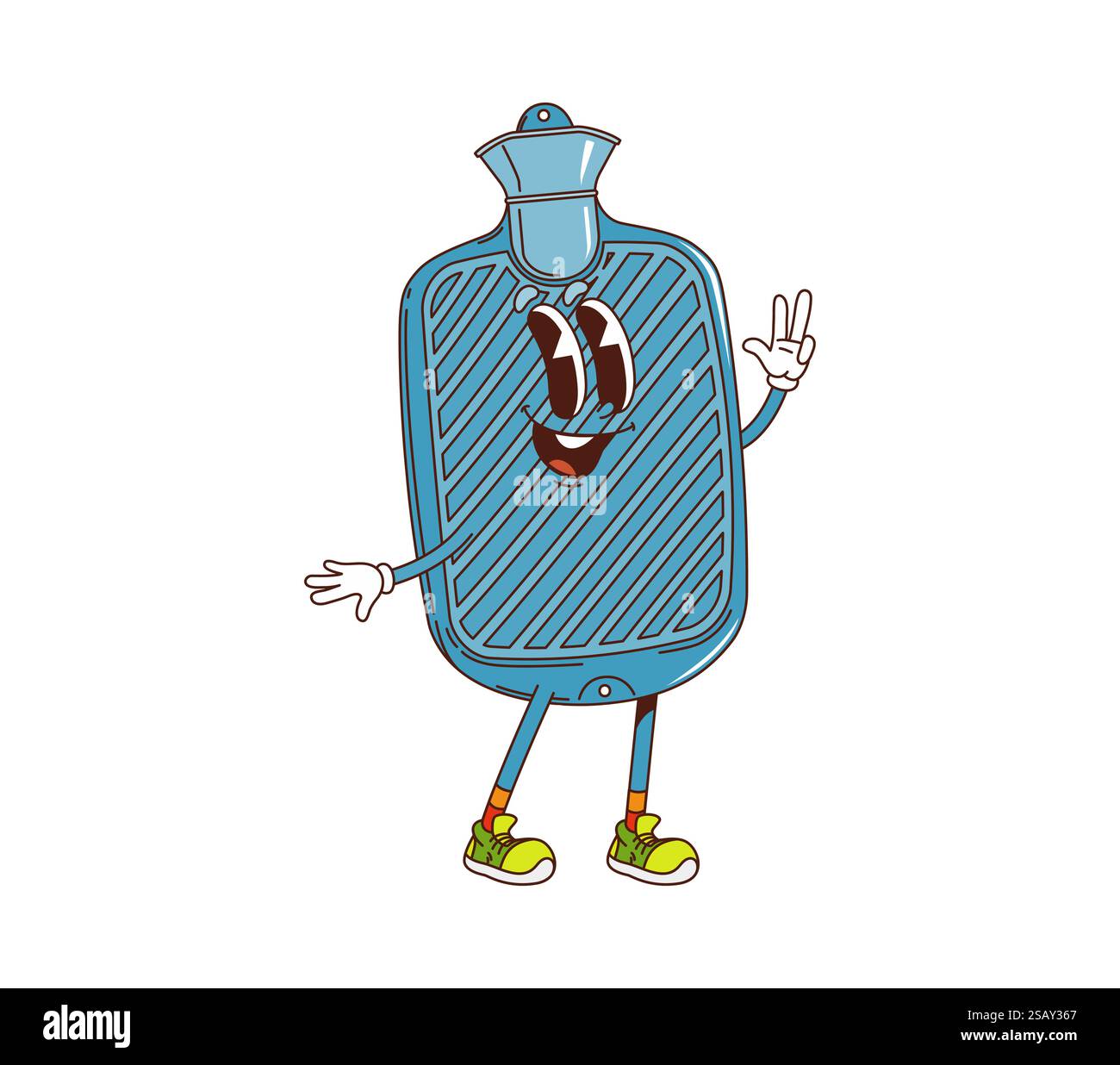Cartoon groovy warmer or heater bag health and medicine character with ...