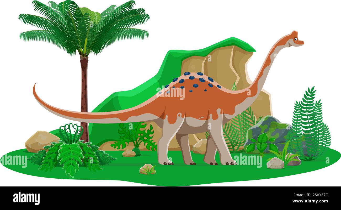 Cartoon Pelorosaurus dinosaur adorable character. Extinct lizard ...