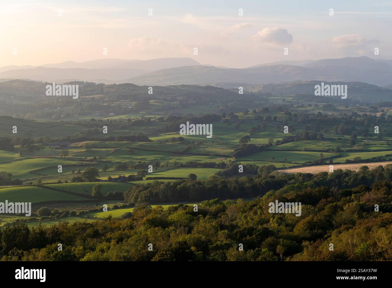 View from Scout Scar near Kendal, Lake District national park, Cumbria ...