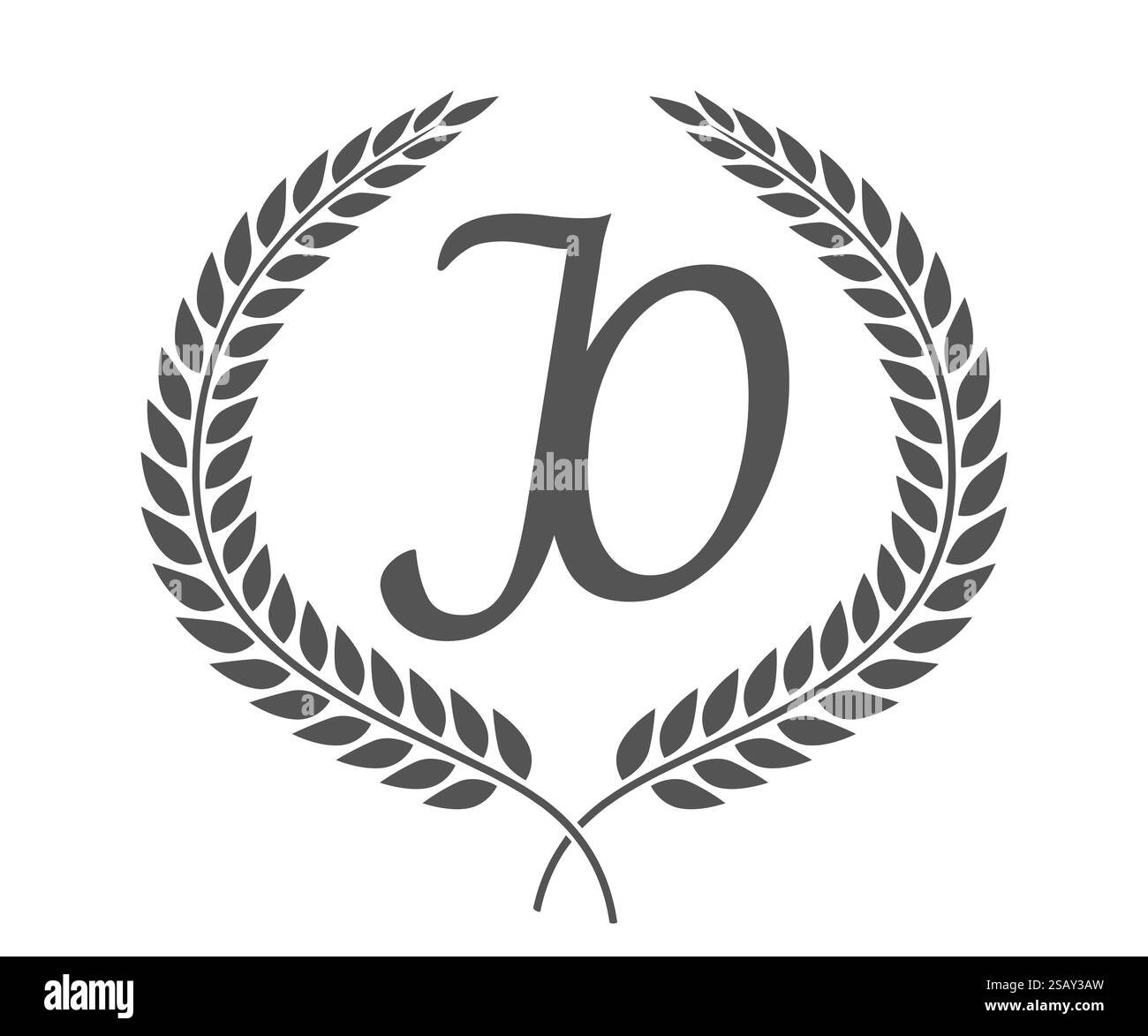 Initial letter J and O, JO monogram logo design with laurel wreath. Luxury emblem with ...