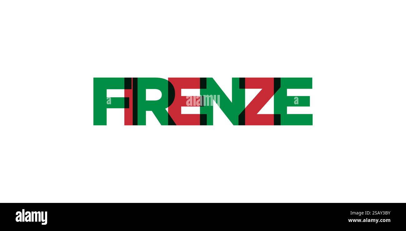 Firenze in the Italia emblem for print and web. Design features geometric style, vector ...