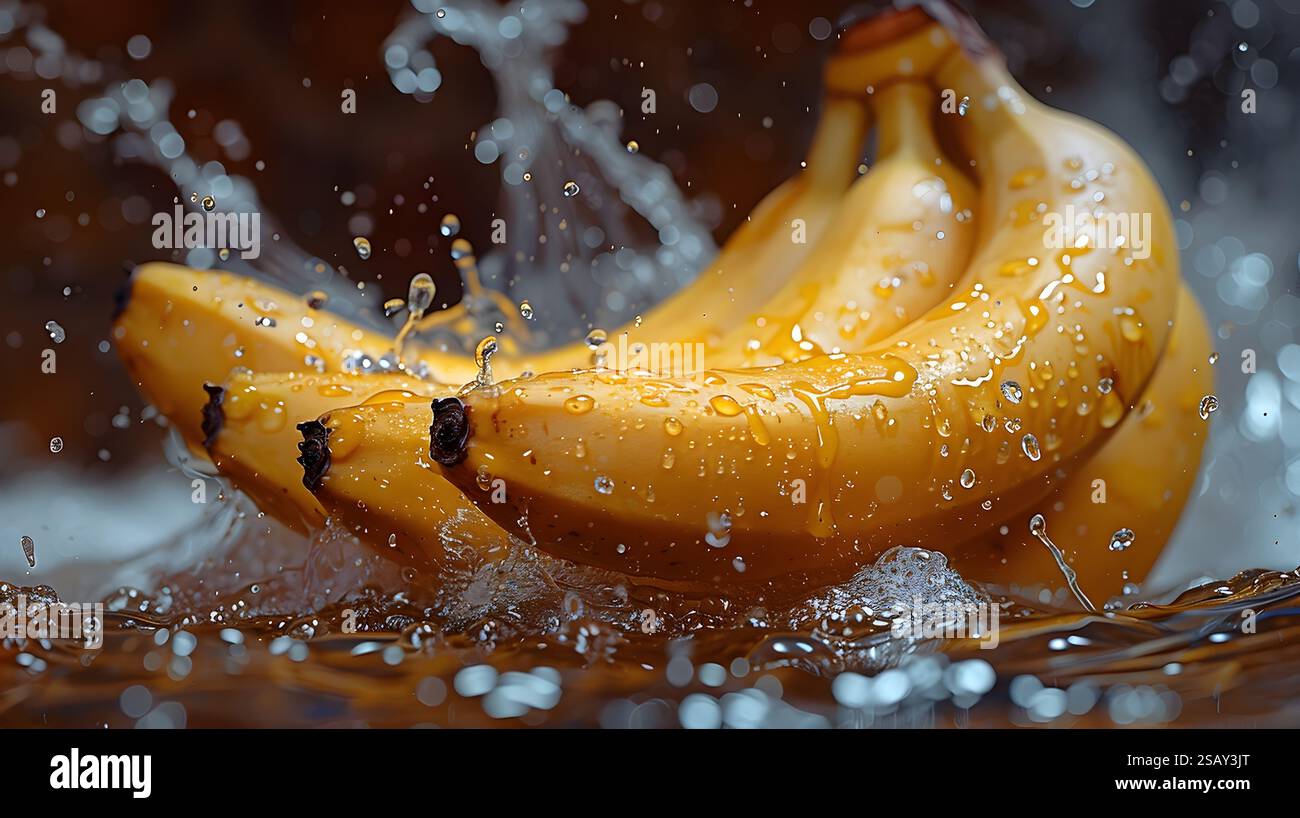 This visually striking image depicts a single,ripe banana being ...