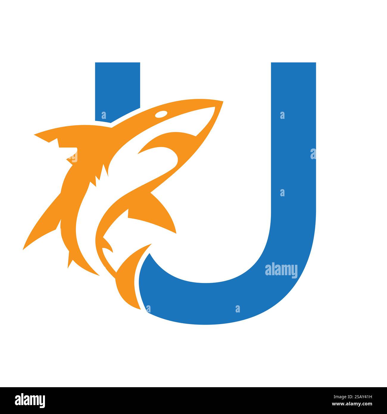 Initial Monogram Letter U Dolphin Logo Design Concept With Whale Symbol ...