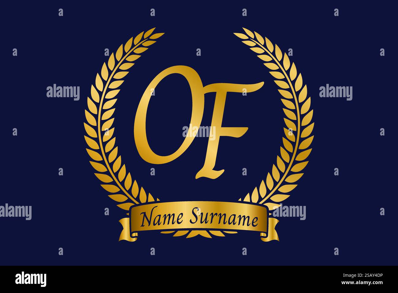 Initial letter O and F, OF monogram logo design with laurel wreath ...
