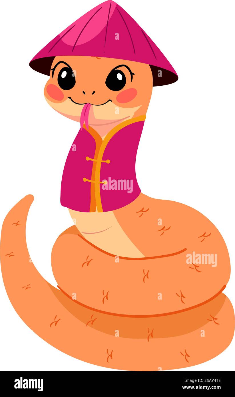 Orange Snake with Chinese Hat Stock Vector Image & Art - Alamy