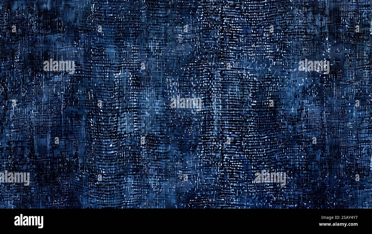This image depicts a seamless denim textile tile with an intricate ...