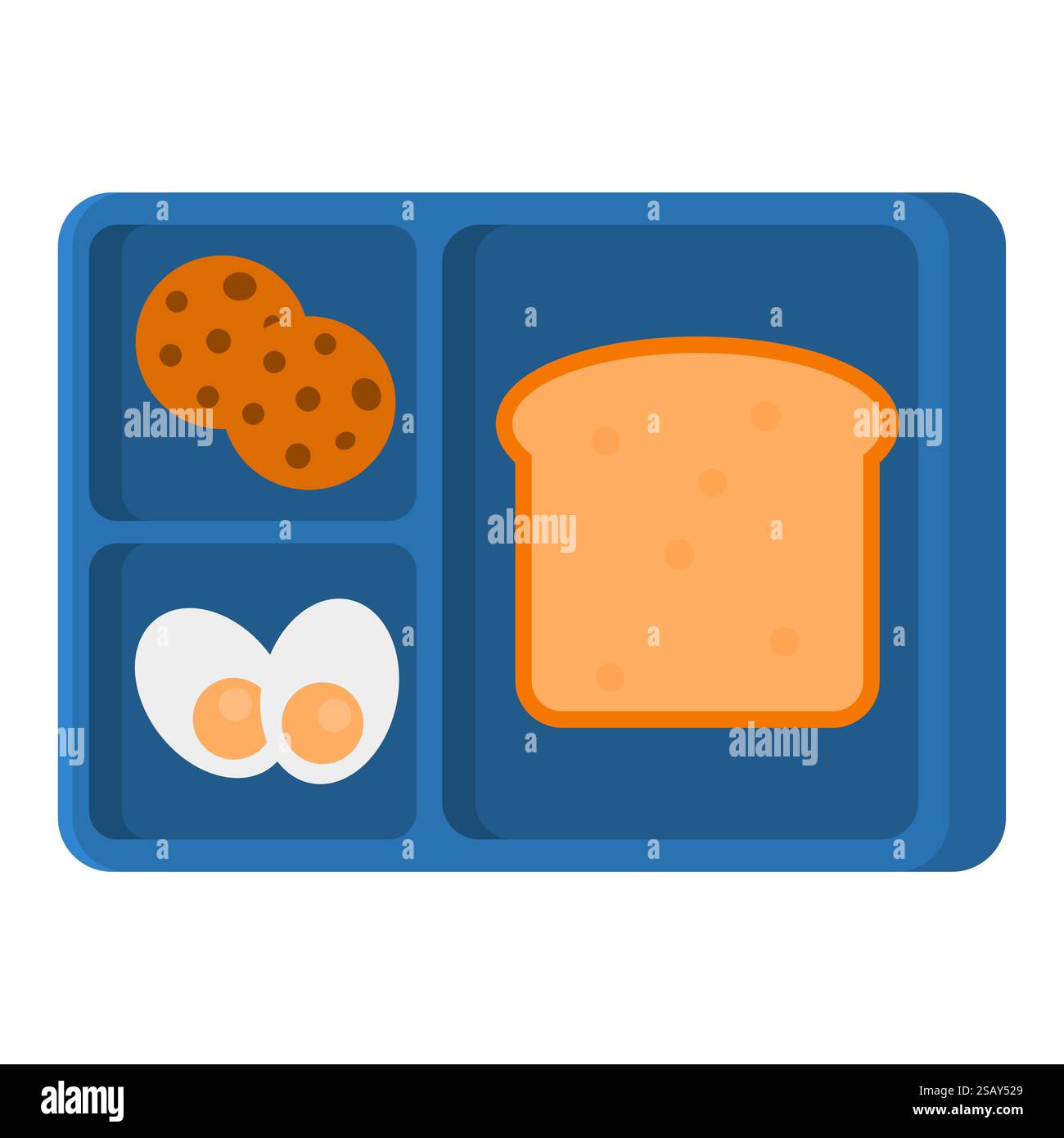 Delicious Lunch Box Vector with Sandwich, Egg and Cookies. Blue Lunch ...