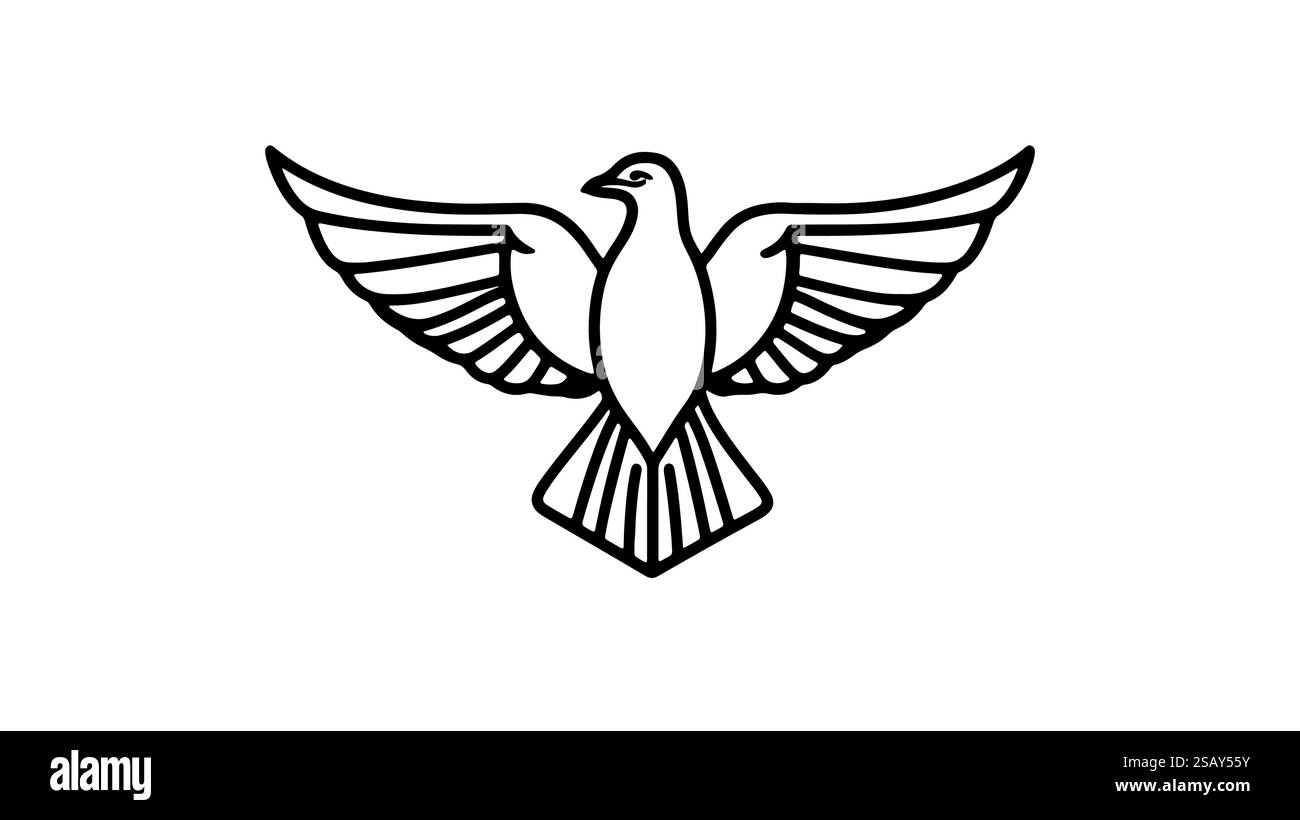 Dove bird wings spread. Simple line art design. Logo branding, tattoo ...