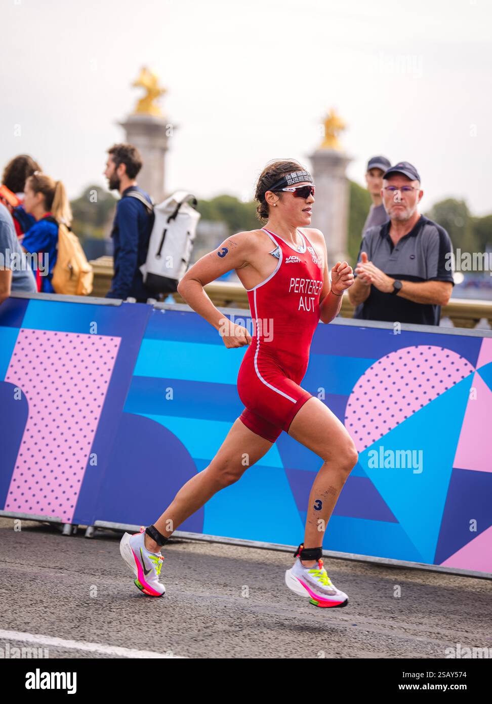 Lisa Perterer participating in the triathlon at the Paris 2024 Olympic ...