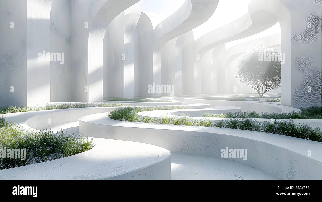 This image depicts a captivating architectural space with clean ...