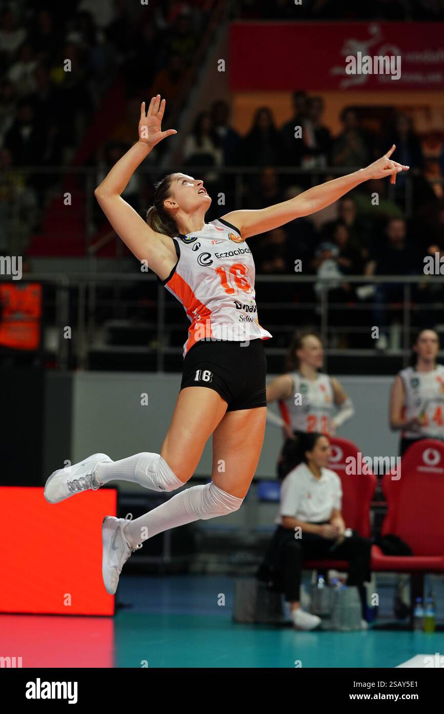 ISTANBUL, TURKIYE - JANUARY 26, 2025: Anna Nicoletti serves during ...