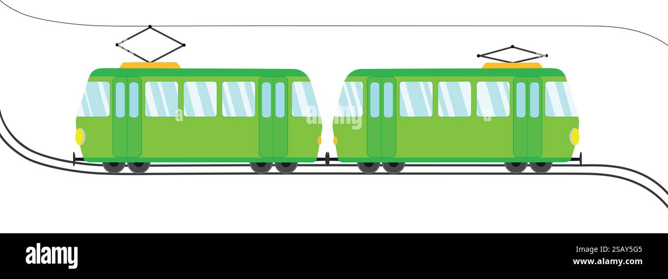 Vintage green streetcar Stock Vector Images - Alamy