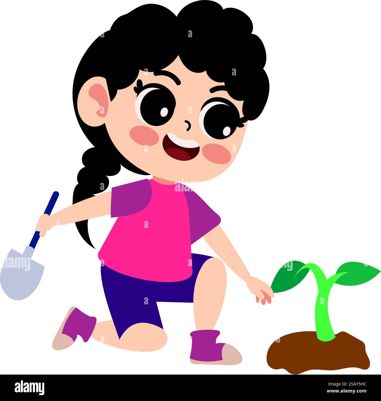 Girl digging soil for plants Stock Vector Image & Art - Alamy