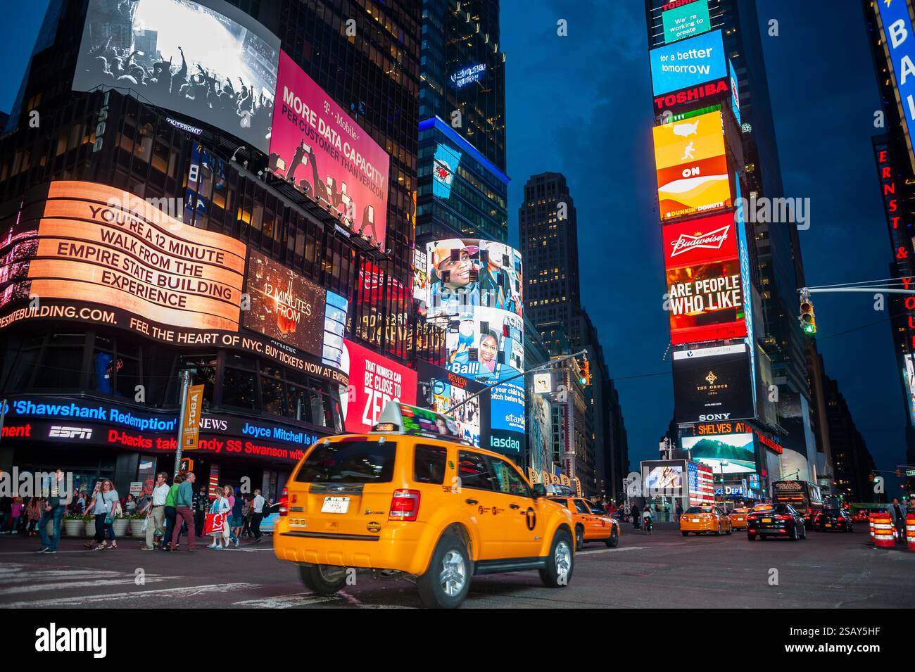 New York City, NY, USA, Times Square Street Scene at Night with Lights ...