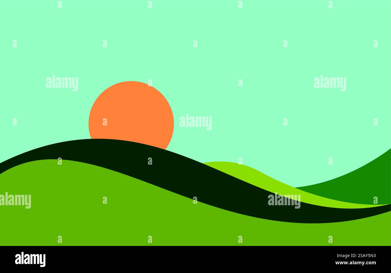 Mountain, hills, sun, vector background. papercut mountain Stock Vector ...