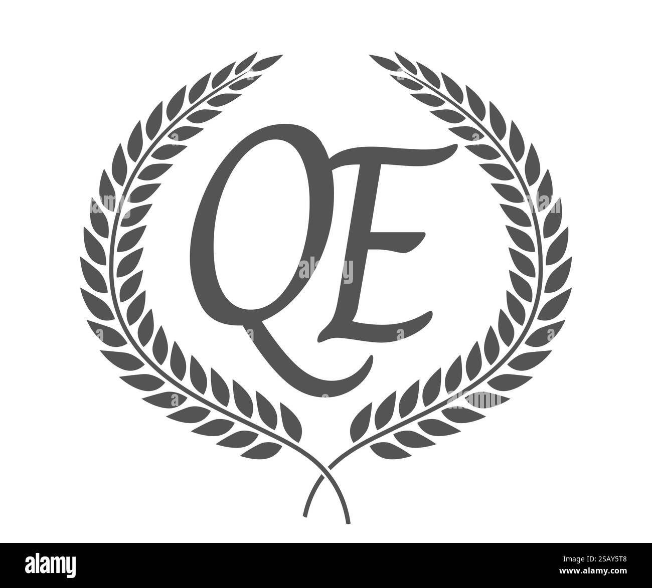Initial letter Q and E, QE monogram logo design with laurel wreath ...