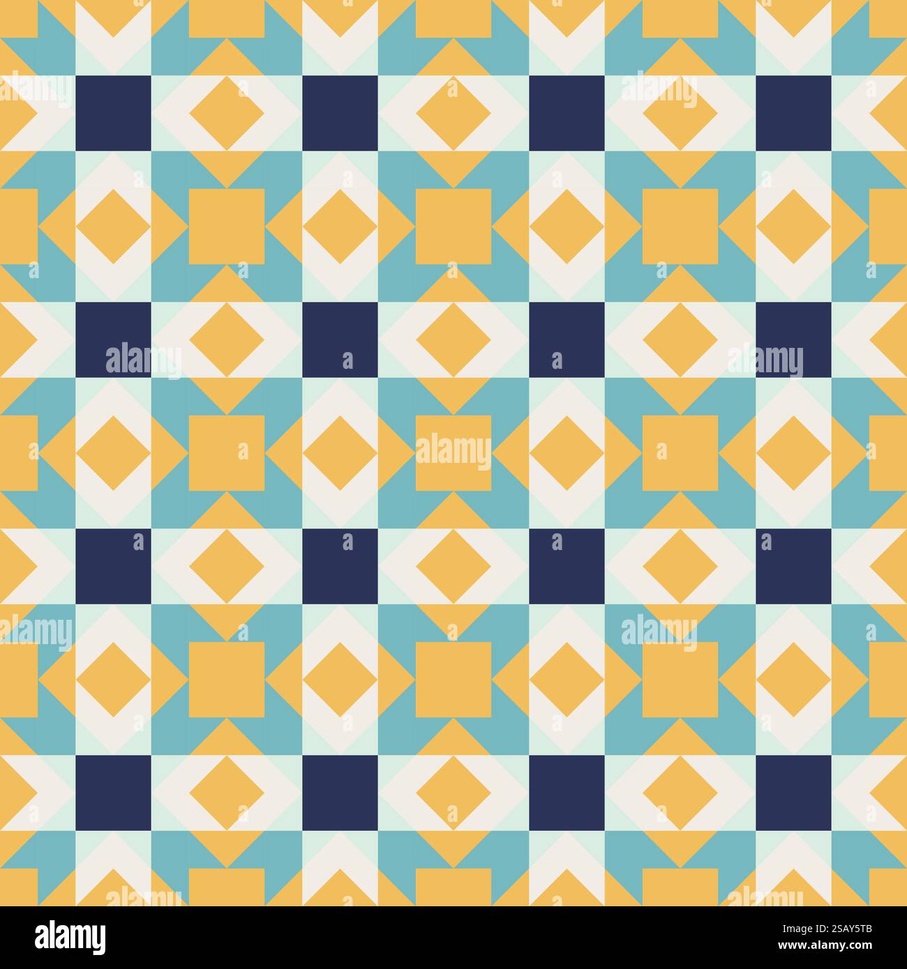 Geometric pattern with blue and yellow accents, seamless repeating ...