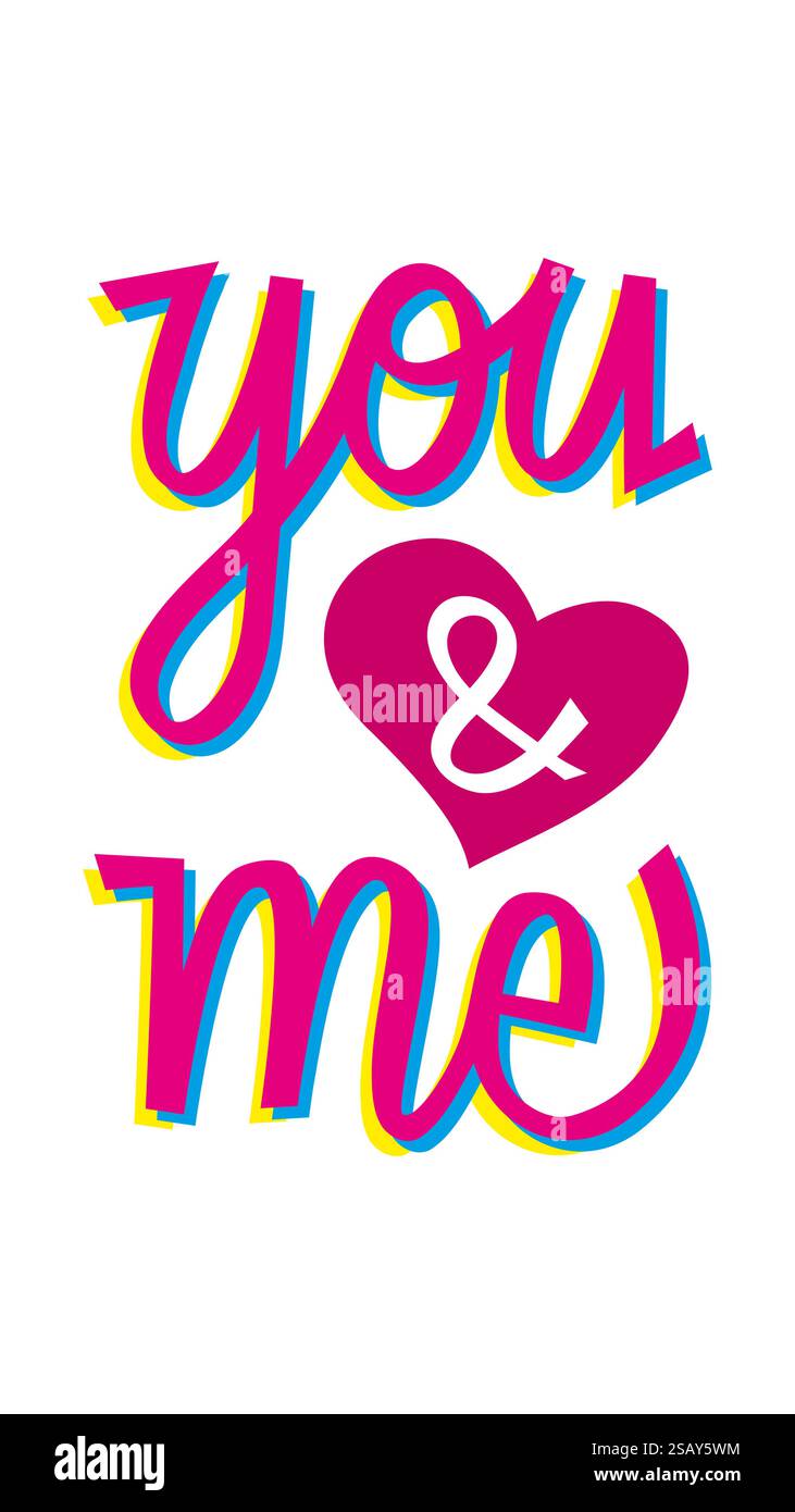 Valentine’s Day Love Illustration – You & Me in Beautiful Handwritten ...