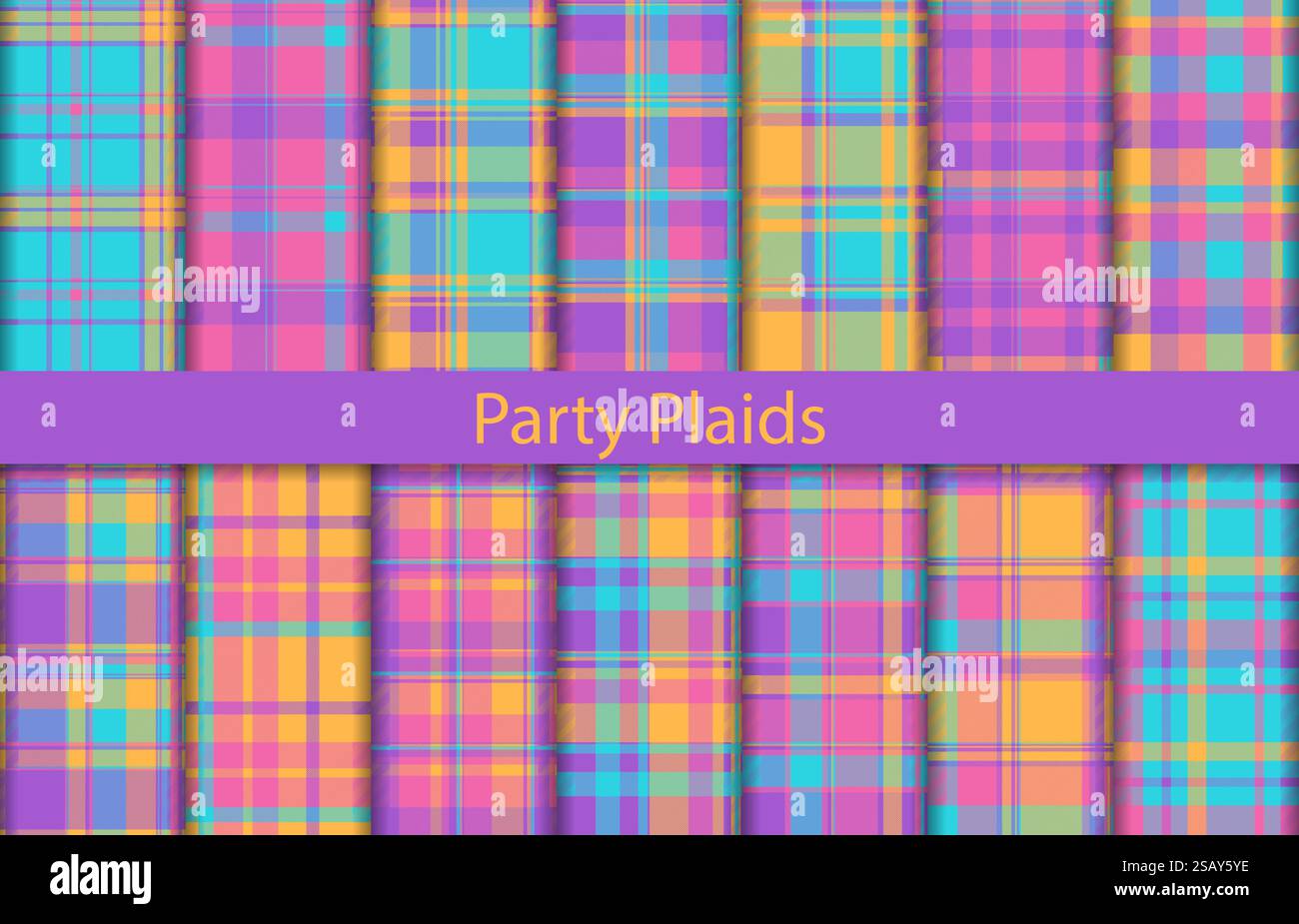 Party plaid collection, textile design, checkered fabric pattern for ...