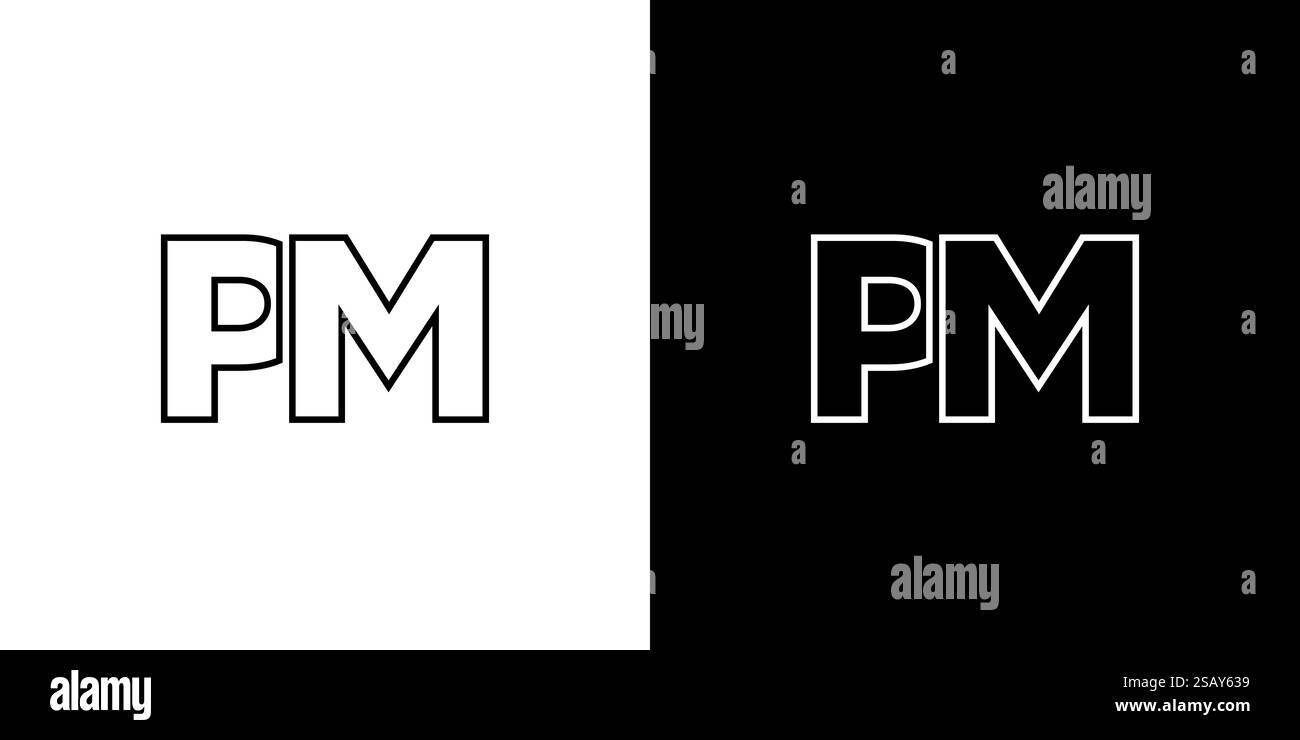 Trendy letter P and M, PM logo design template. Minimal monogram ...