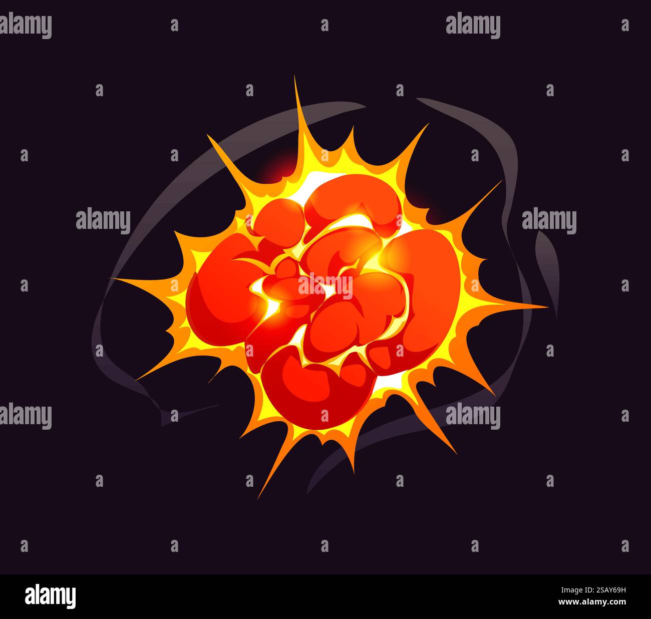 Bomb blast explosion cloud, comic fire and smoke, cartoon boom effect ...