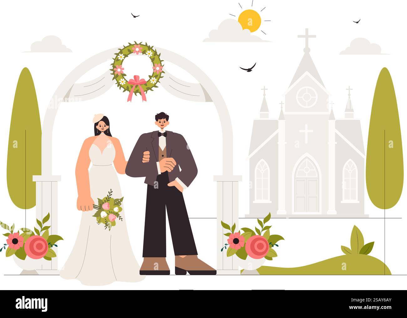 Beautiful floral decorations anniversary Stock Vector Images - Alamy