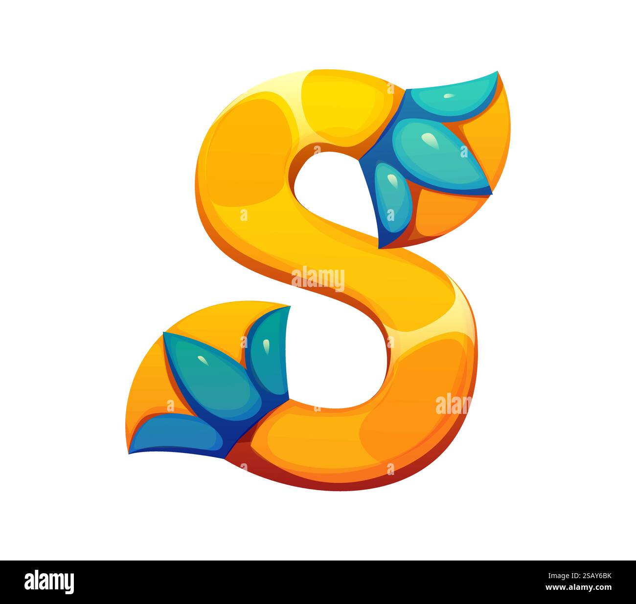 Cartoon Egyptian font golden S letter. Egypt mythology font typeset ...