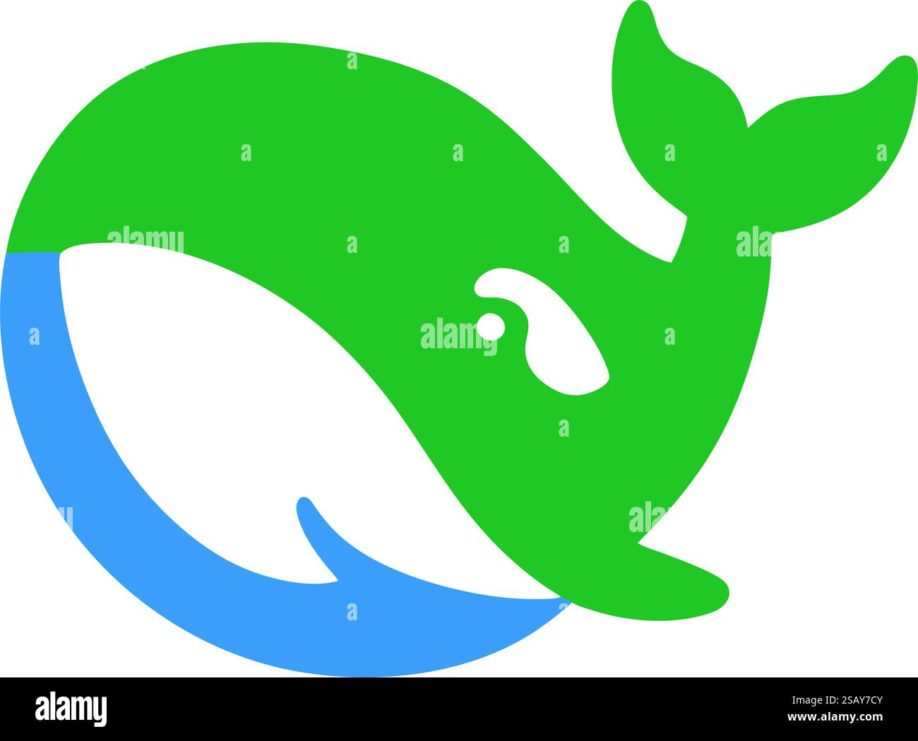 Deepseek AI logo icon abstract whale in blue and green, symbolizing ...