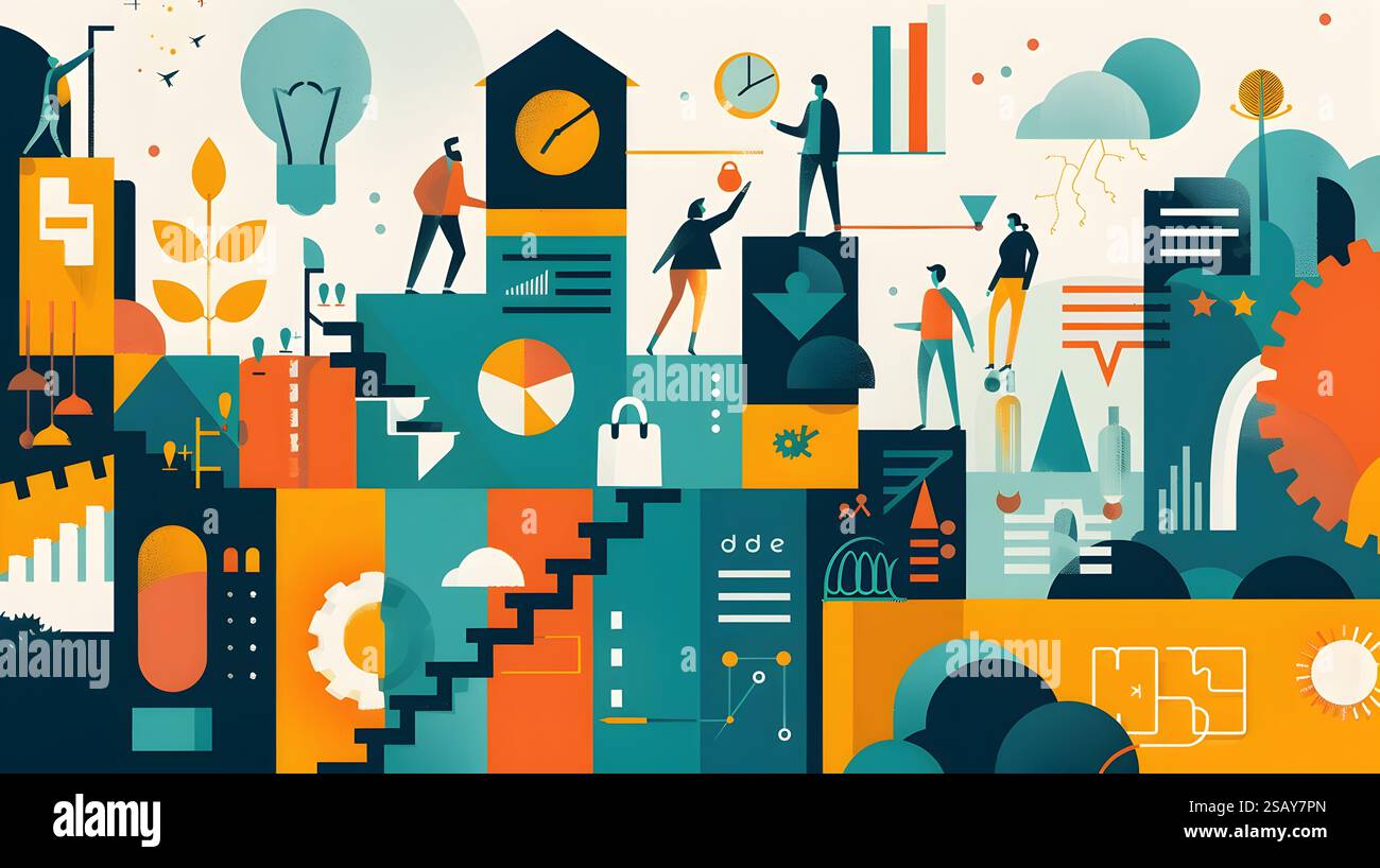 This image showcases a series of stylized office posters that visually ...