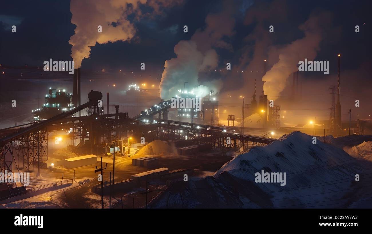 This striking night scene captures the industrial might of a coal ...