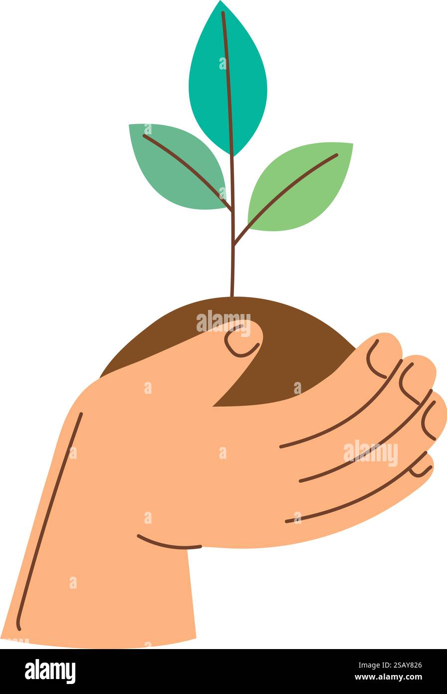 Hands Holding Sapling Illustration Stock Vector Image & Art - Alamy