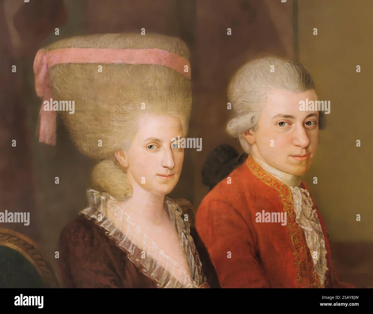 Wolfgang Amadeus Mozart with his sister Maria Anna "Nannerl", c. 1780 ...