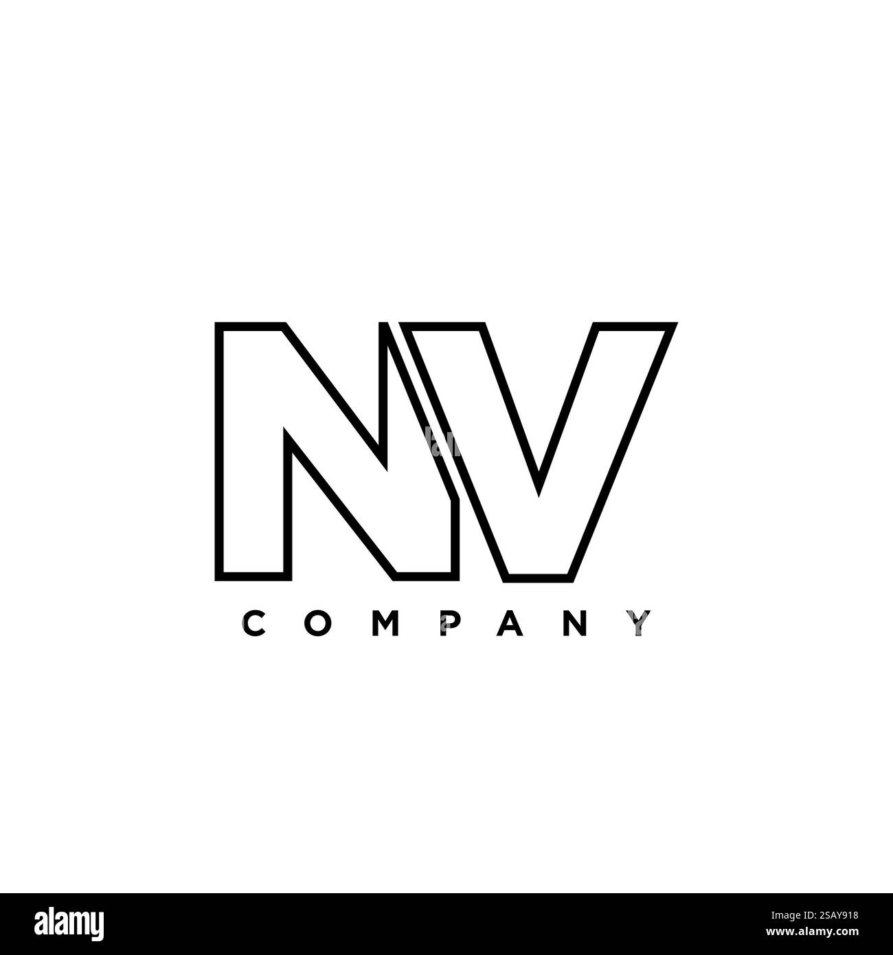 Trendy letter N and V, NV logo design template. Minimal monogram initial based logotype for ...
