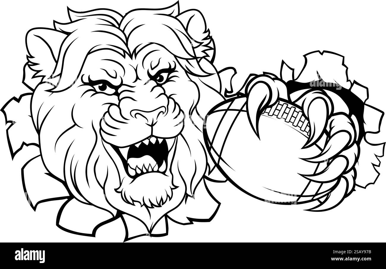 Lion American Football Sports Team Animal Mascot Stock Vector Image ...