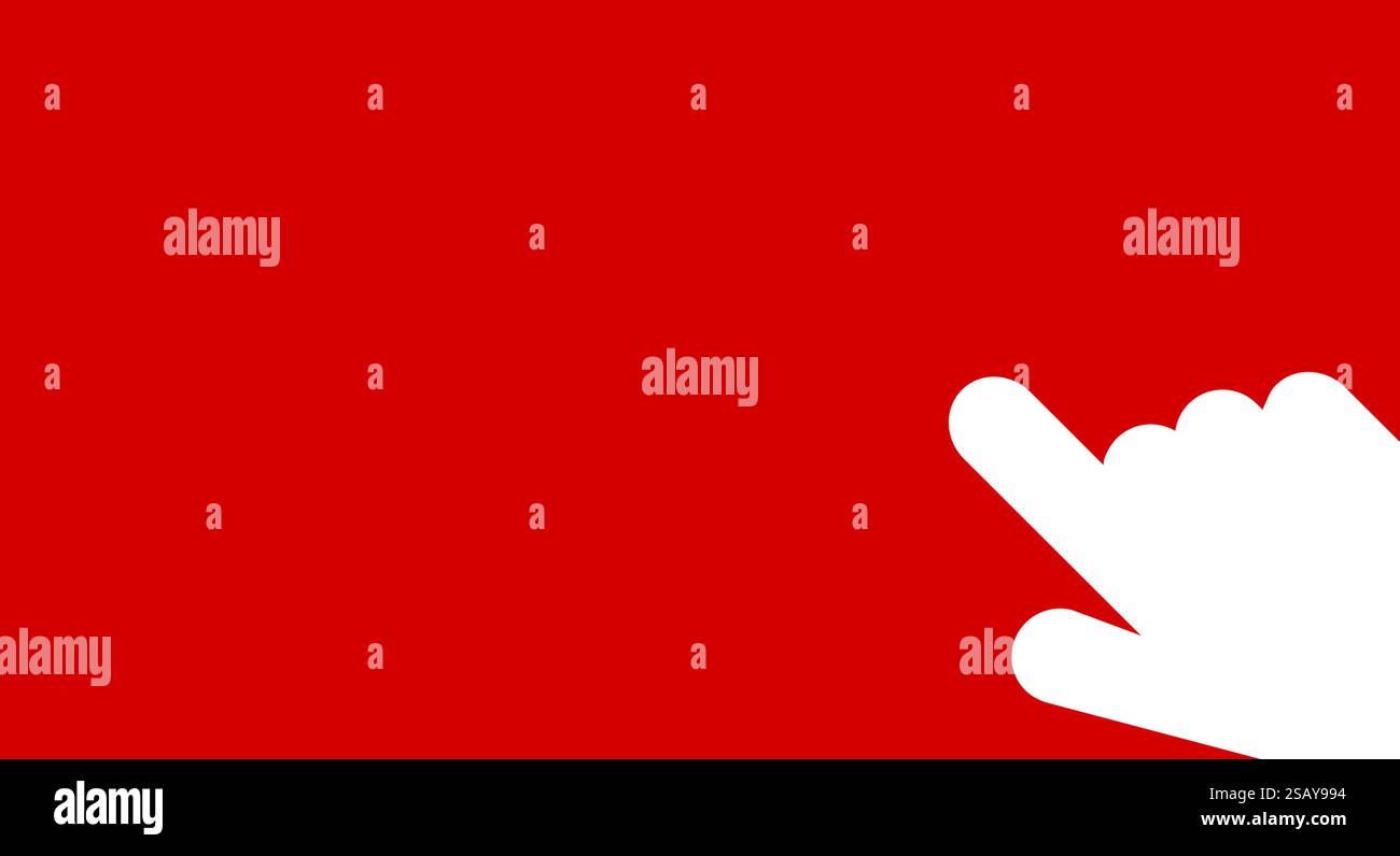 The finger points to the red page, sheet or frame. Flat vector ...