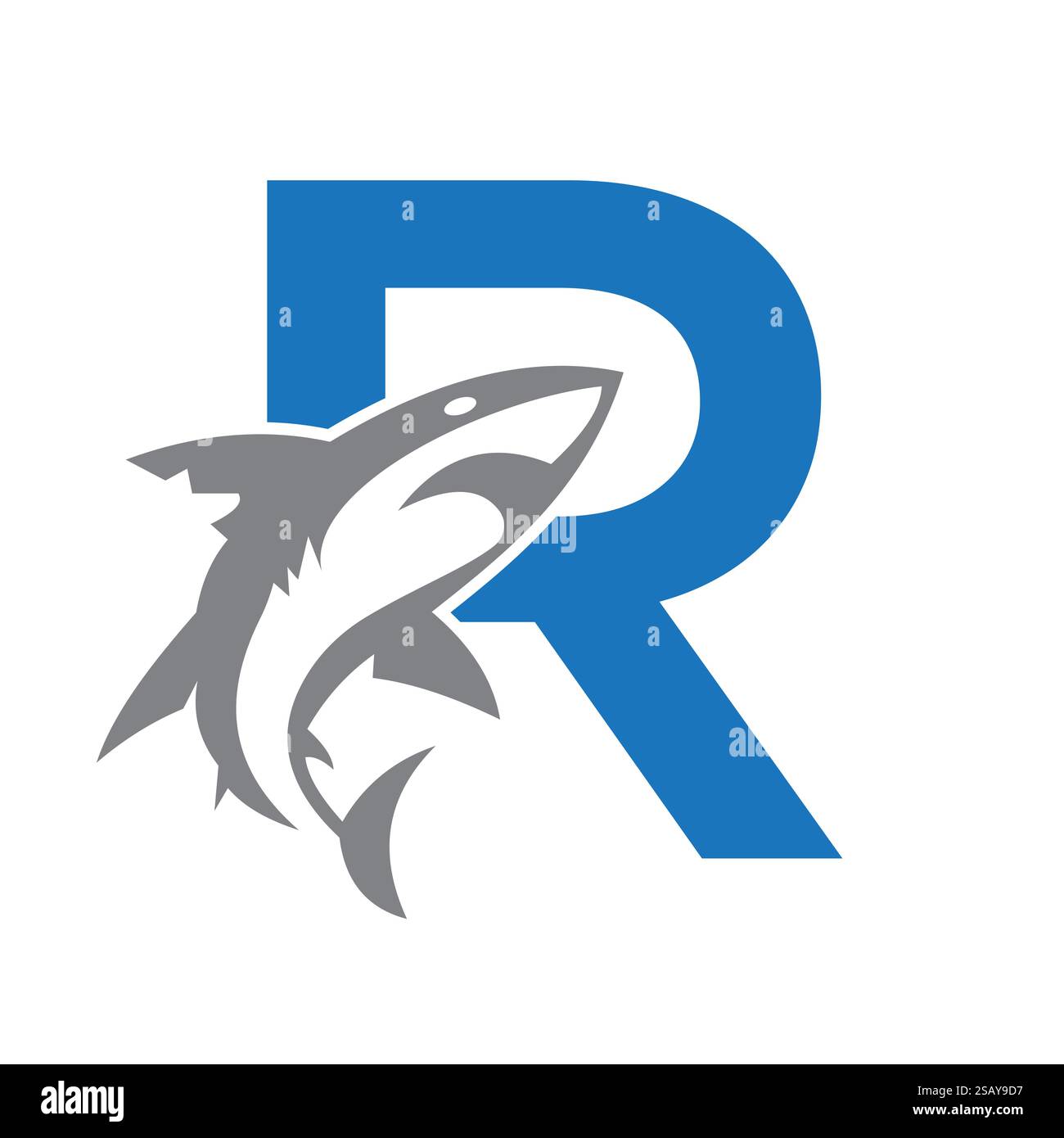 Initial Monogram Letter R Dolphin Logo Design Concept With Whale Symbol ...