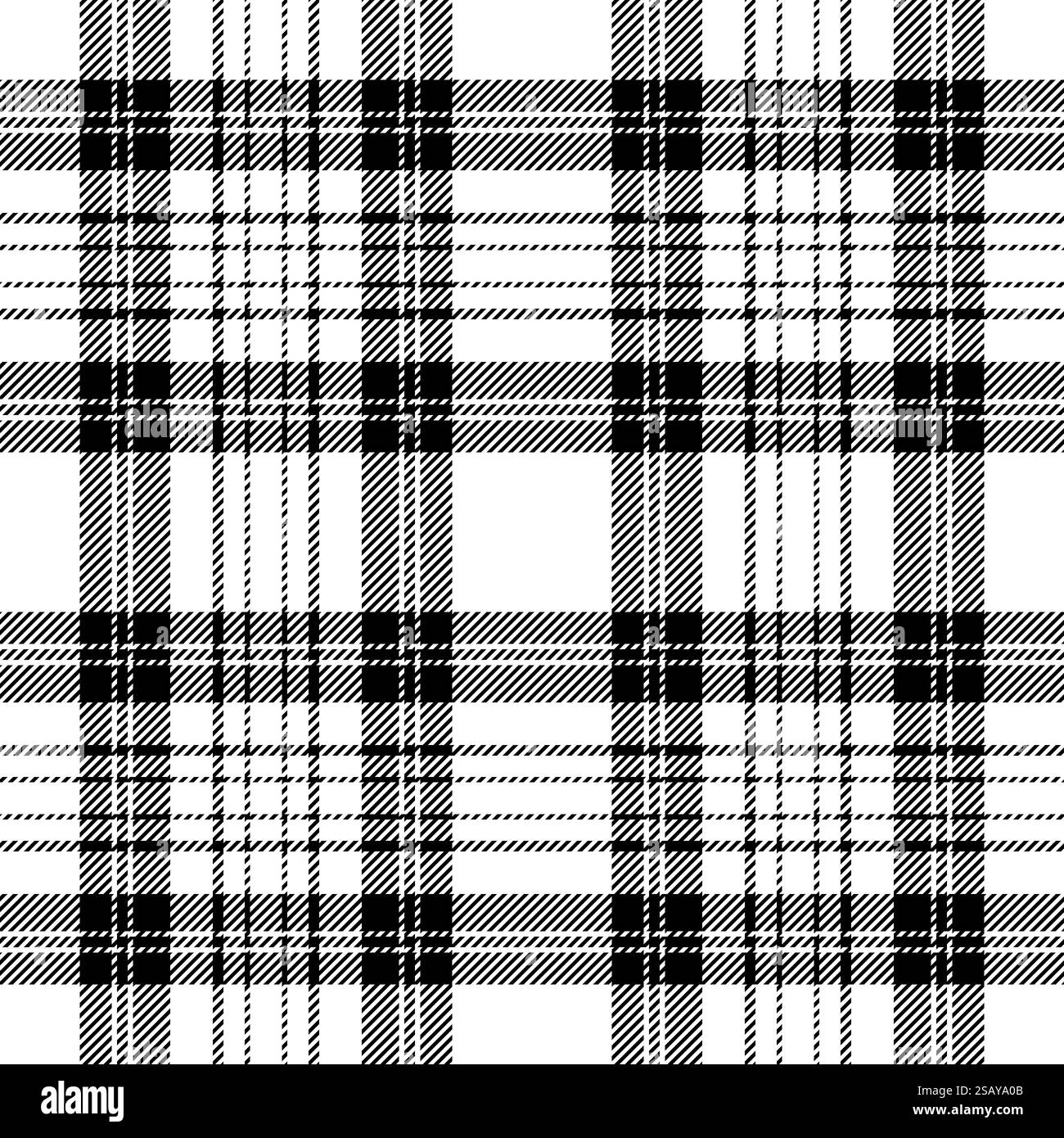 Plaid seamless pattern in black and white. Check fabric texture. Vector ...