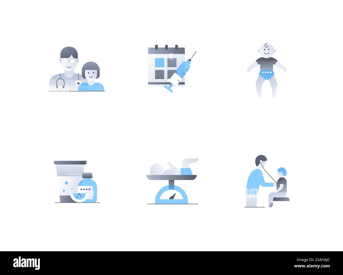 Pediatrics and infants - flat design style icons set. High quality ...