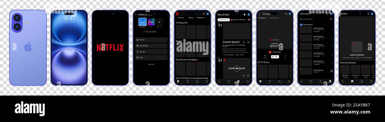 Netflix interface in blue iphone 16. Netflix screen social media ...