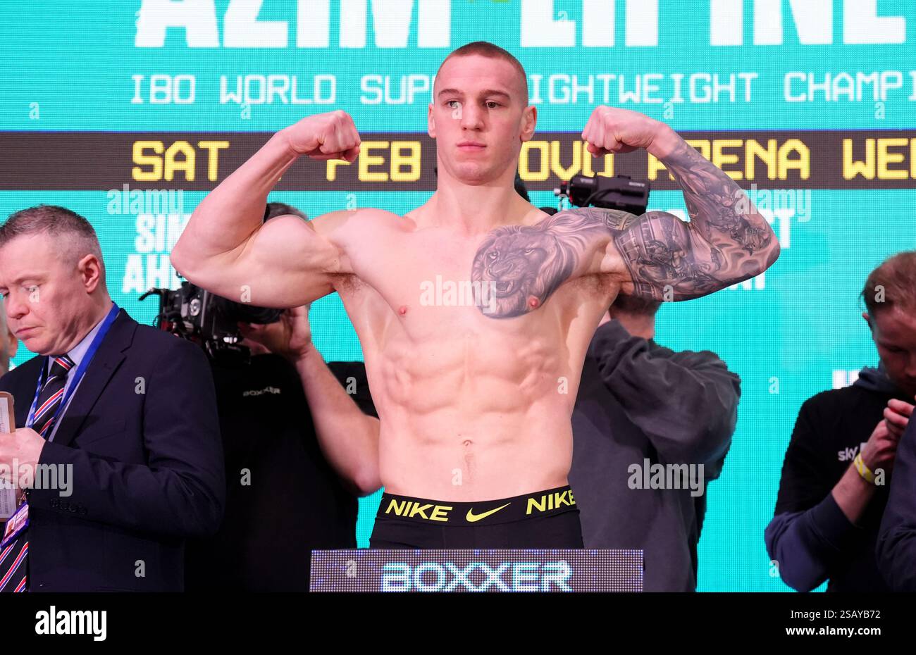 Scott Forrest during the weigh-in at BOXPARK Wembley, London. Adam Azim ...