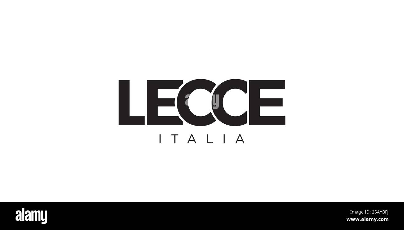 Lecce in the Italia emblem for print and web. Design features geometric style, vector ...