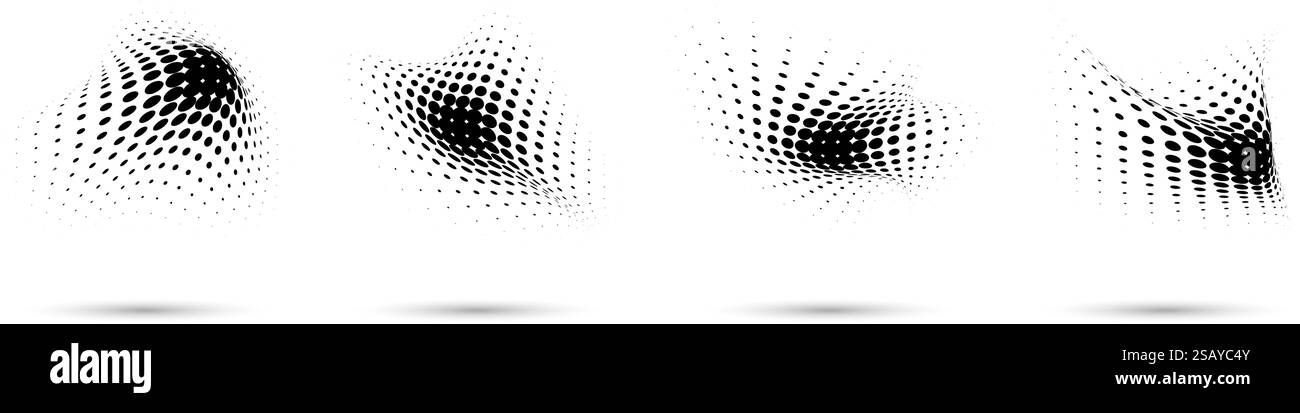 warp halftone gradient textures with shadows. Vector illustration Stock ...