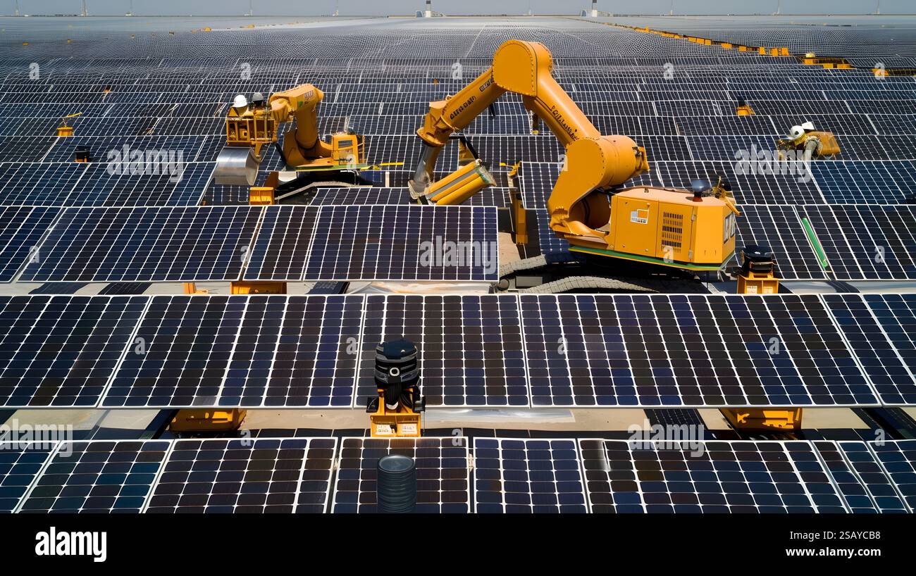 A large-scale solar energy project featuring advanced robotic ...