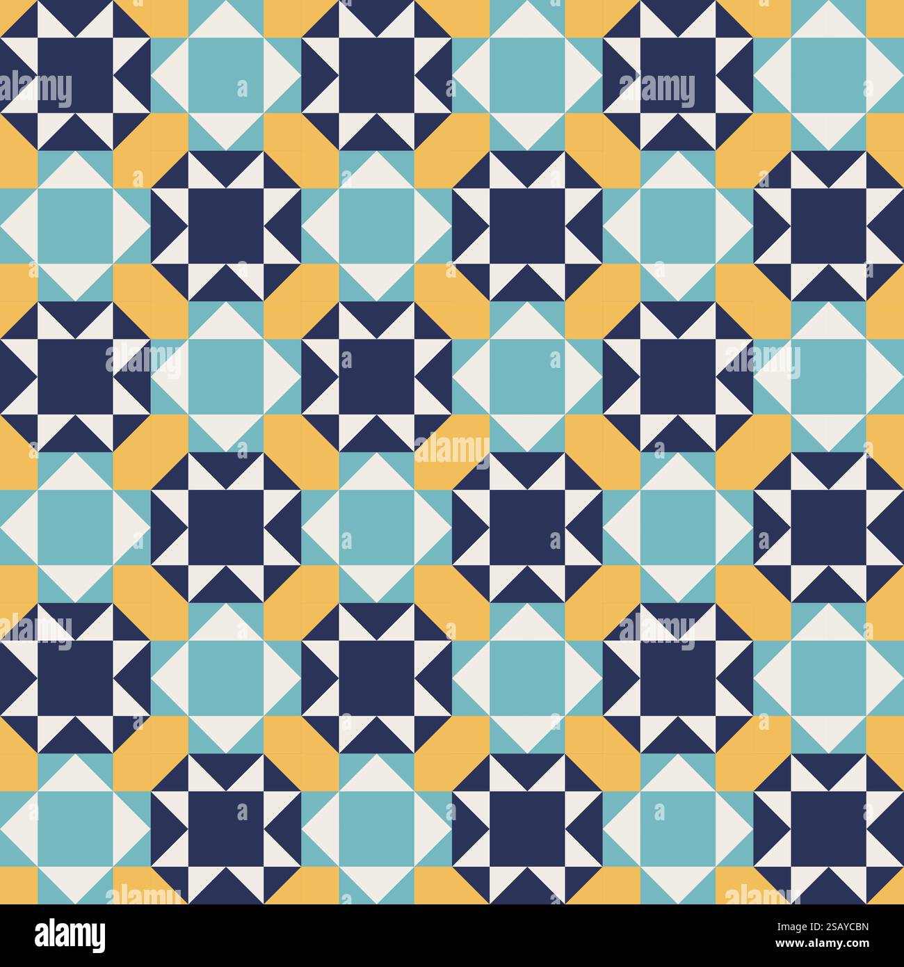 Geometric pattern with blue and yellow accents, seamless repeating ...