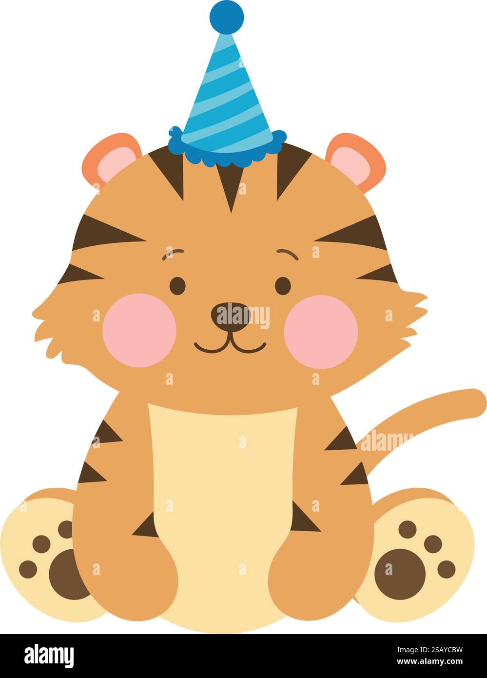 Tiger with party hat Stock Vector Image & Art - Alamy