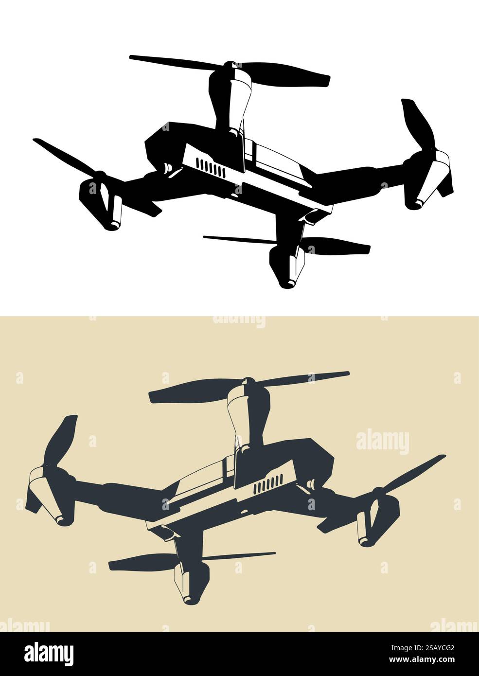 Stylized vector illustrations of a folding drone Stock Vector Image ...