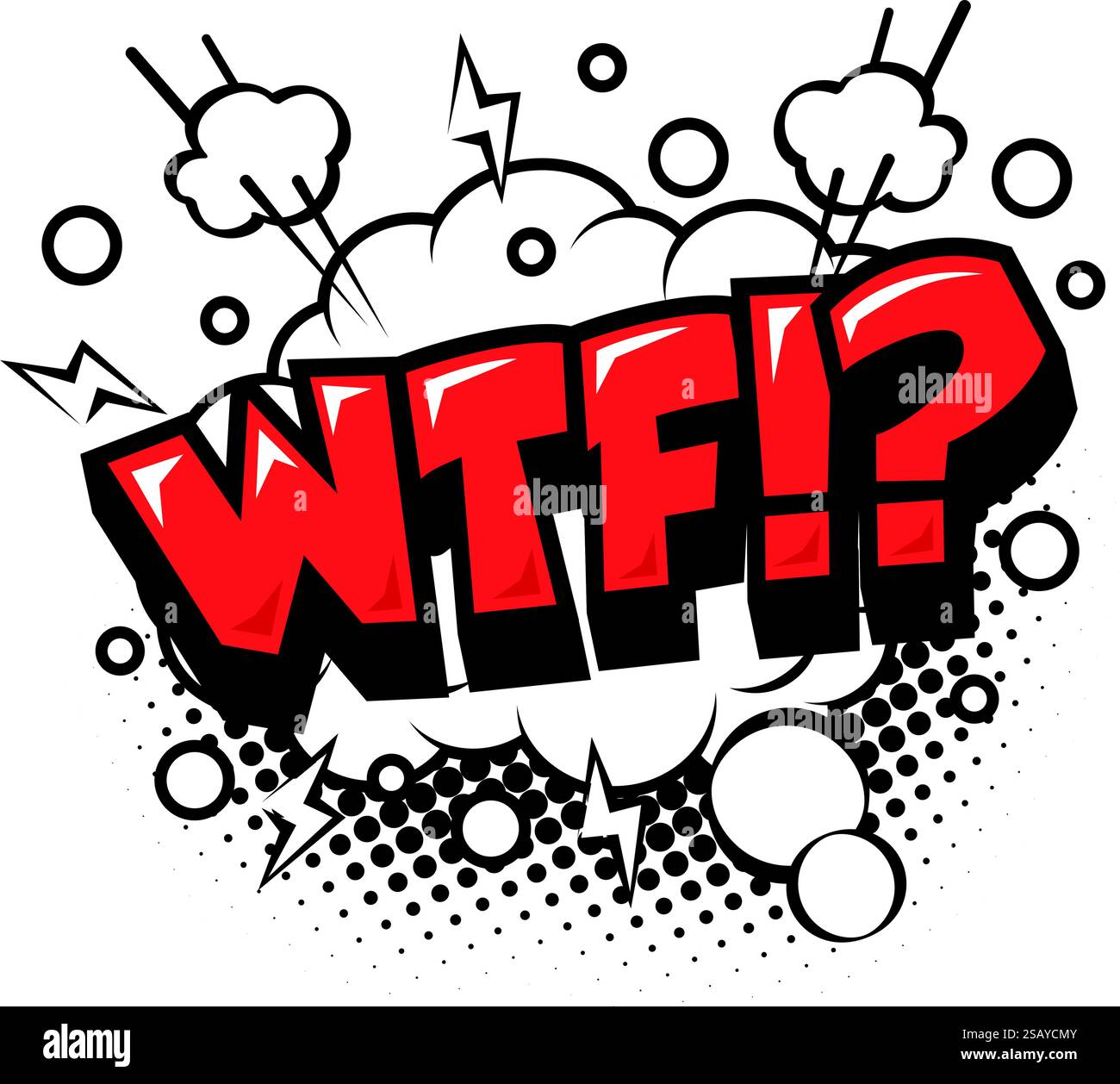 Lettering WTF in comic style. Vector negative burst icon speech phrase ...