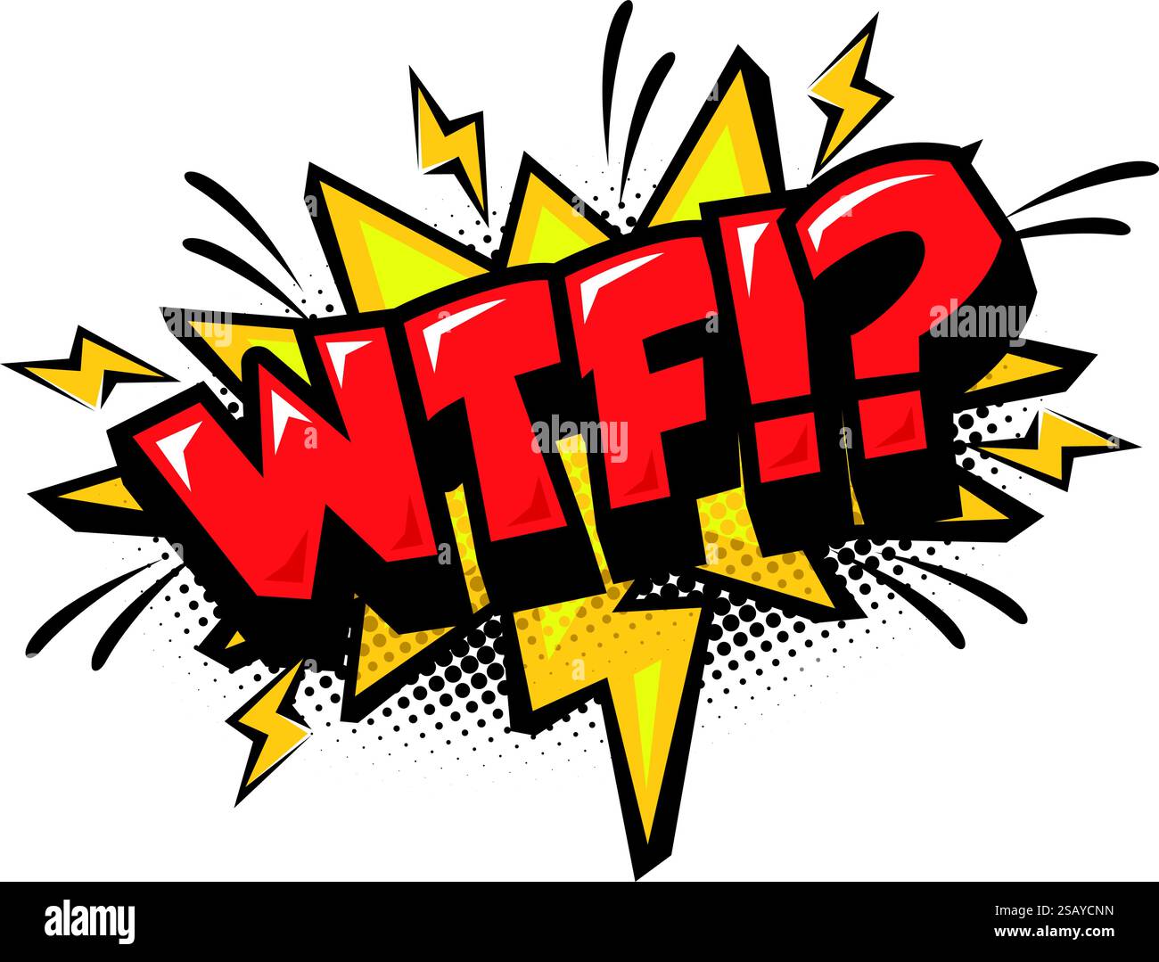 Lettering WTF in comic style. Vector negative burst icon speech phrase ...